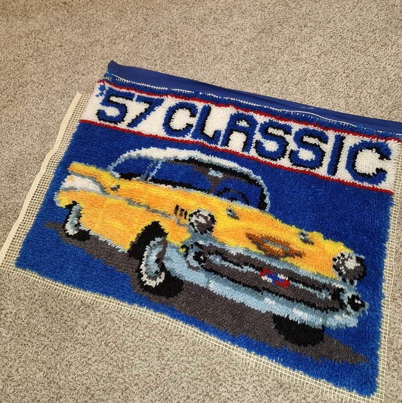 chevrolet | Accents | Vintage 57 Chevy Latch Hook Rug | Poshmark